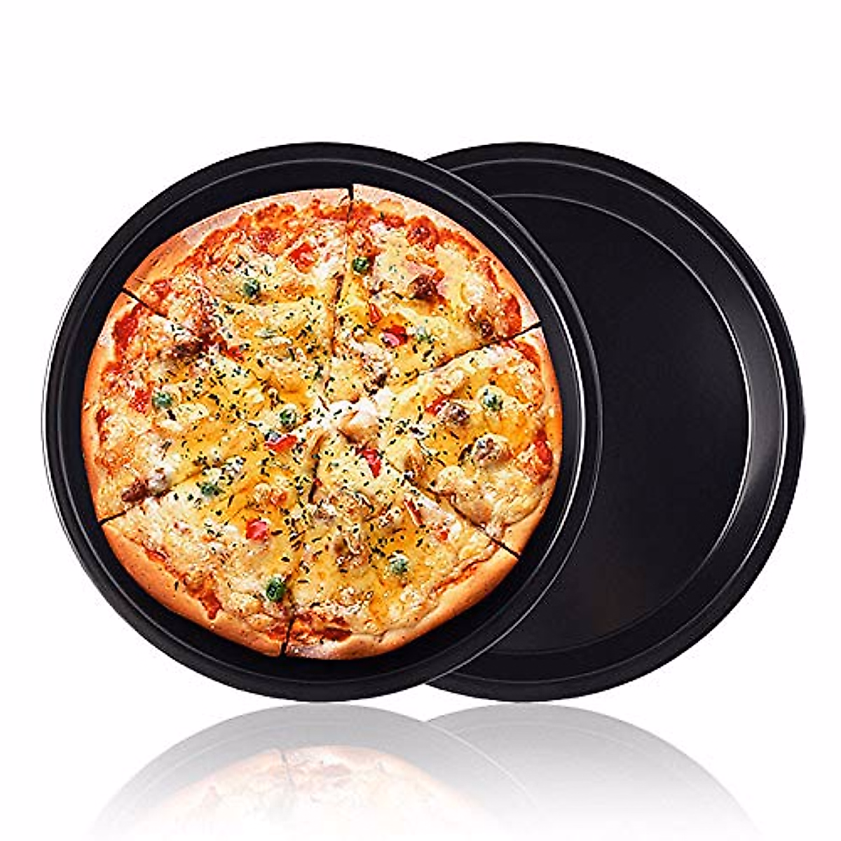 CANDeal 2-Pack Non-Stick Deep Dish Pizza Pan, 10 inch 24cm Pizza Tray Carbon Steel Round Pizza Bakeware Set,Dishwasher Safe Pizza Pan Set for Restaurants and Homemade Pizza Baking