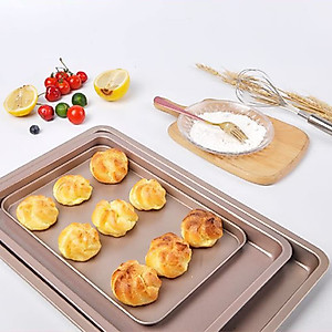 TOPQINFENGYUE Rectangle Cake Baking Pan Nonstick Rectangle Baking Pan Cookies Bakeware for home kitchen Oven baking cakes Gold Premium & Dishwasher Safe