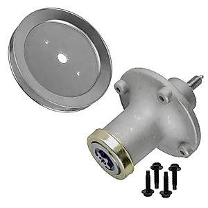 Caltric Spindle with Pulley Compatible with Husqvarna EZ 5224 / EZ 6124 / FD61M / M-ZT61 / M-ZT61 BF/MZ 61/539112170 539131898 539113300