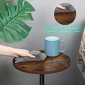 smusei Small Side Table for Small Spaces Round Bar Table with Marble Base Round End Table Drink Table Pedestal for Sofa Couch Chair Patio, Brown