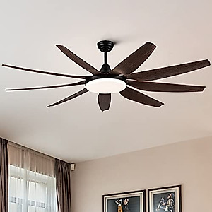 Large Ceiling Fans with Lights 71" Remote Control Ceiling Fan Integrated LED Ceiling Fan Lighting Indoor Timing Ceiling Fans Solid Wood Blade Ceiling Fan for Bedroom Living Room Brown
