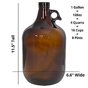 C-Store Packaging 1 Gallon (128oz) Amber Glass Jug With 38mm Cap - FBA