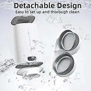 ROJECO Automatic Cat Feeders for 2 Cats, 4L Timed Cat Feeder Dog Dry Food Dispenser with Splitter and Desiccant Bag, Dual Power Supply and Low Food Alarms, 1-6 Meals and 1-60 Portion Smart Pet Feeders