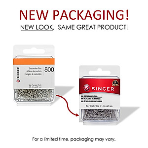 SINGER 00349 Dressmaker Pins, Size 17, 500-Count