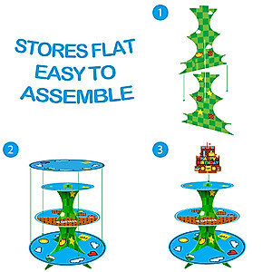 Super Brother Cupcake Stand Video Games Birthday Theme Party Supplies for Kids Birthday Cake Cupcake Decoration 3 Tier Cardboard Service Trays