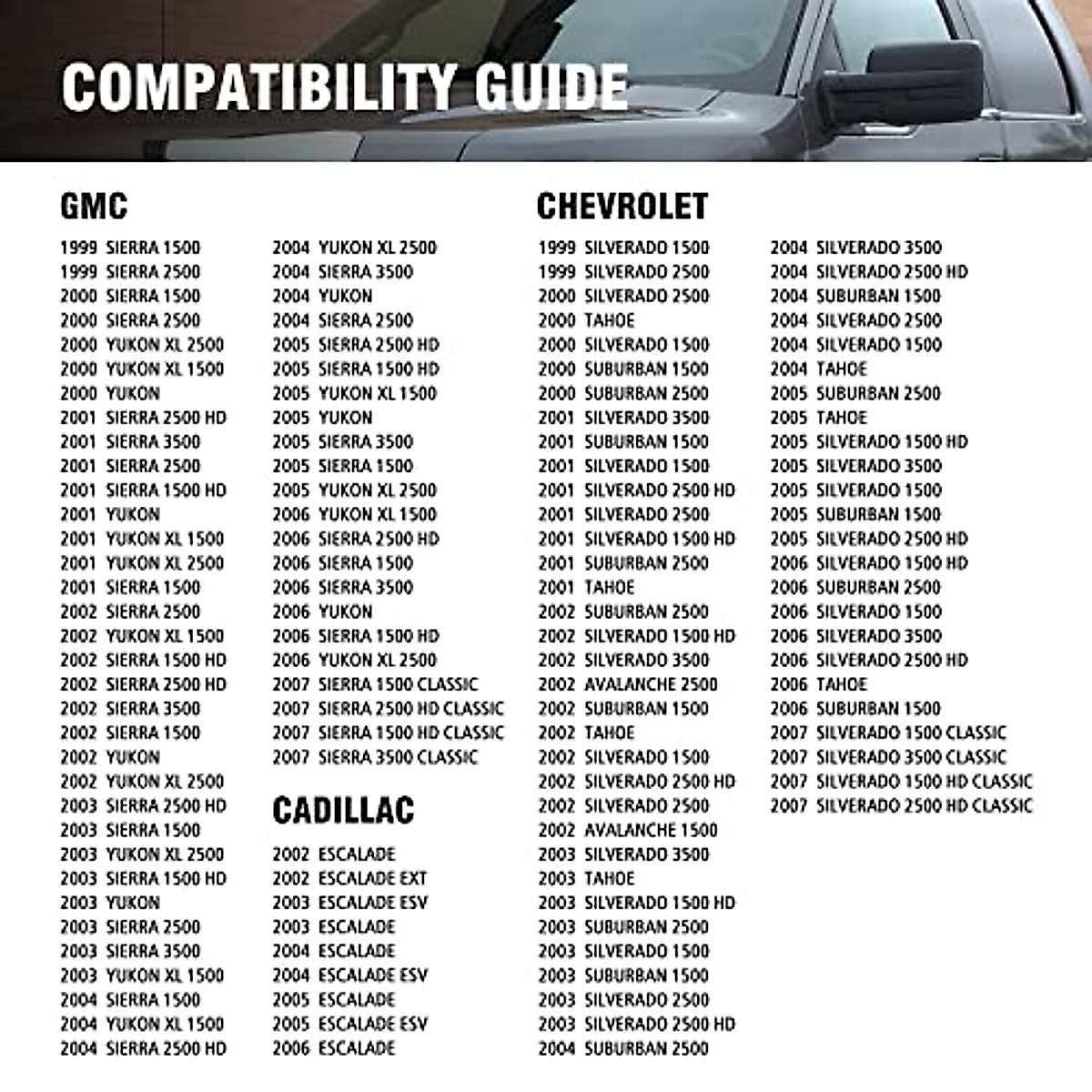 DNA Motoring TWM-001-T222-BK Pair of Manual Adjustment Towing Side Mirrors Compatible With 99-07 Silverado Sierra / 00-06 Suburban Tahoe Yukon,Black