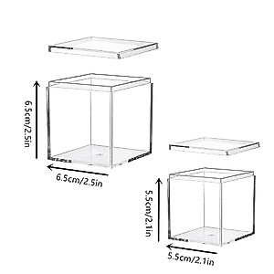 NA Clear Acrylic Plastic Square Cube Jewelry Box Mini Storage Containers with Lids Storage(8 Pieces)