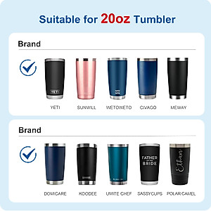 Prurex 20 oz Tumbler Lids,Replacement Lid for 20 oz Yeti Rambler,Old Style Rtic and More,Straw Friendly, 20 oz Tumbler,Cup Cover (Black)