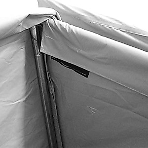 Domain Shelters Deck Box 117 Gallon 4' x 2' x 2' Outdoor Patio Backyard Garden Storage Container with Removable Weather Bars, Gray/Black