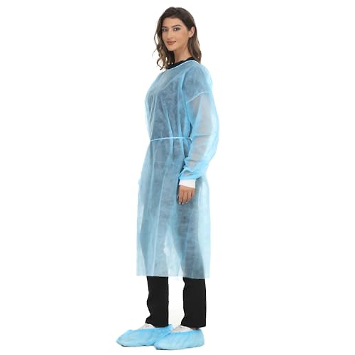 LIFESOFT Disposable Isolation Gown Polypropylene Lab Gowns Knit Cuff ...