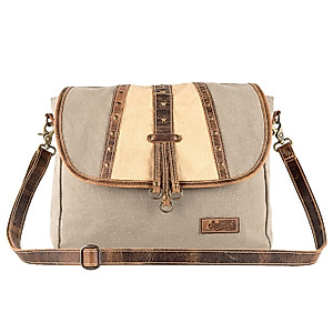 SIXTEASE Crossbody Bag for Women Vintage Style Genuine Leather, Upcycled Canvas, Rug, or Hair On - Cross Body Womens Bags with Inside Zipper Pockets - Larger Capella