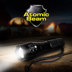 Atomic Beam LED Flashlight by BulbHead, 5 Beam Modes, Tactical Light Bright Flashlight (1 Pack)