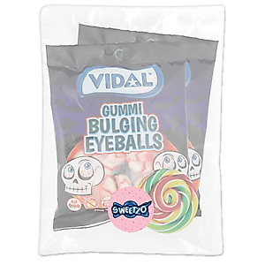 Sweetzo Halloween Gummy Eyeballs, Trick or Treat Candy and Creepy Party Bag Fillers, Swirl Sticker Included - 4.5 Ounces (Pack of 2)