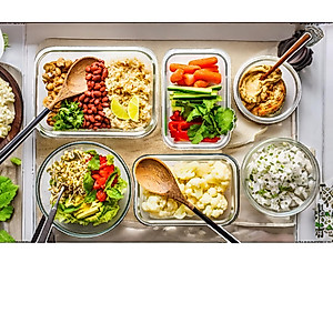 24-Pcs glass food containers set(12 Airtight, Freezer and Microwave Safe Food Storage Containers and 12 Lids), Glass Meal Prep Containers,BPA-free. Microwave,freezer,oven and Dishwasher safe.