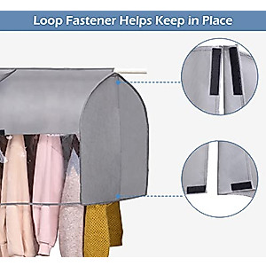 SLEEPING LAMB Expandable Hanging Closet Cover Shoulder Dust Cover Clothes Protector for Coats Suits Dresses, Grey
