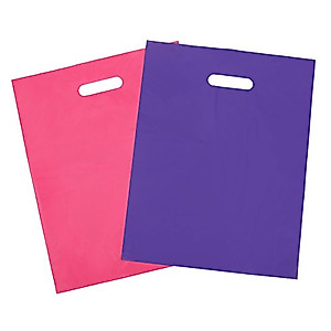 100 12x15 Glossy Pink and Purple Plastic Merchandise Bags w/Handles