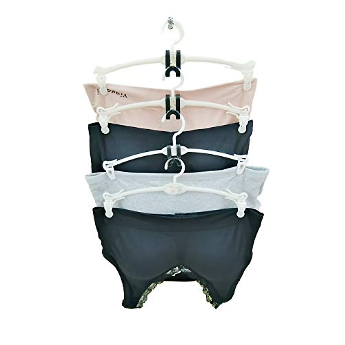 Kclongvs 60 Pcs Clothes Hanger Connector Hooks, Mini Cascading Hanger Hooks for Velvet Huggable Hangers, Wooden Hangers, Heavy Duty Space Saving for Closet (Black,60)