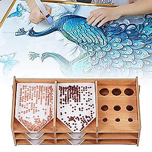 Delaman Diamond Painting Tool Storage Tray, 9 Grids Wood Diamond Painting Tray Organizer-Diamond Tools Storage Trays Multi for Women Ladies Beginner