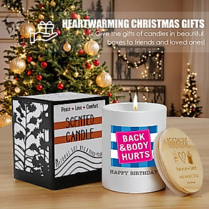Birthday Candle Gifts, Funny Happy Birthday Candle Gifts, Unique Christmas Birthday Gifts Ideas for Mom, Dad, Sister, Coworker, Back and Body Hurts Scented Soy Candle, 10OZ
