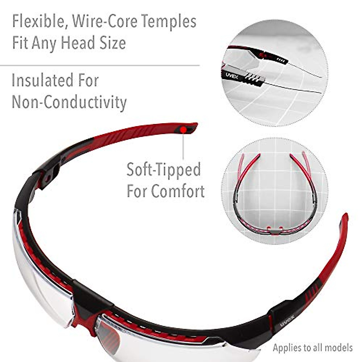 UVEX by Honeywell Avatar Safety Glasses, Blue Frame with Clear Lens & HydroShield Anti-Fog Coating (S2870HS)