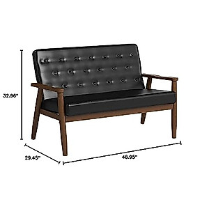 Baxton Studio BBT8013-Black Loveseat Love Seats, Black