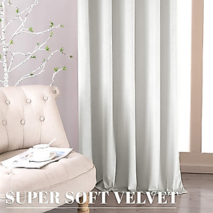 nanbowang Bleach White Velvet Curtains 84 Inches Long Soft Curtains Rod Pocket Thermal Insulated Curtains Window Treatment for Bedroom Light Filtering Curtains Set of 2 Panels