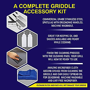 Grillers Choice-Griddle Accessories Set- 9 pc-Metal Spatula Set, Commercial Heavy Duty Stainless Steel,Flat Top,Grill,Indoor-Outdoor,Hibachi,BBQ Grilling Utensils- Designed by Chef and BBQ Judge