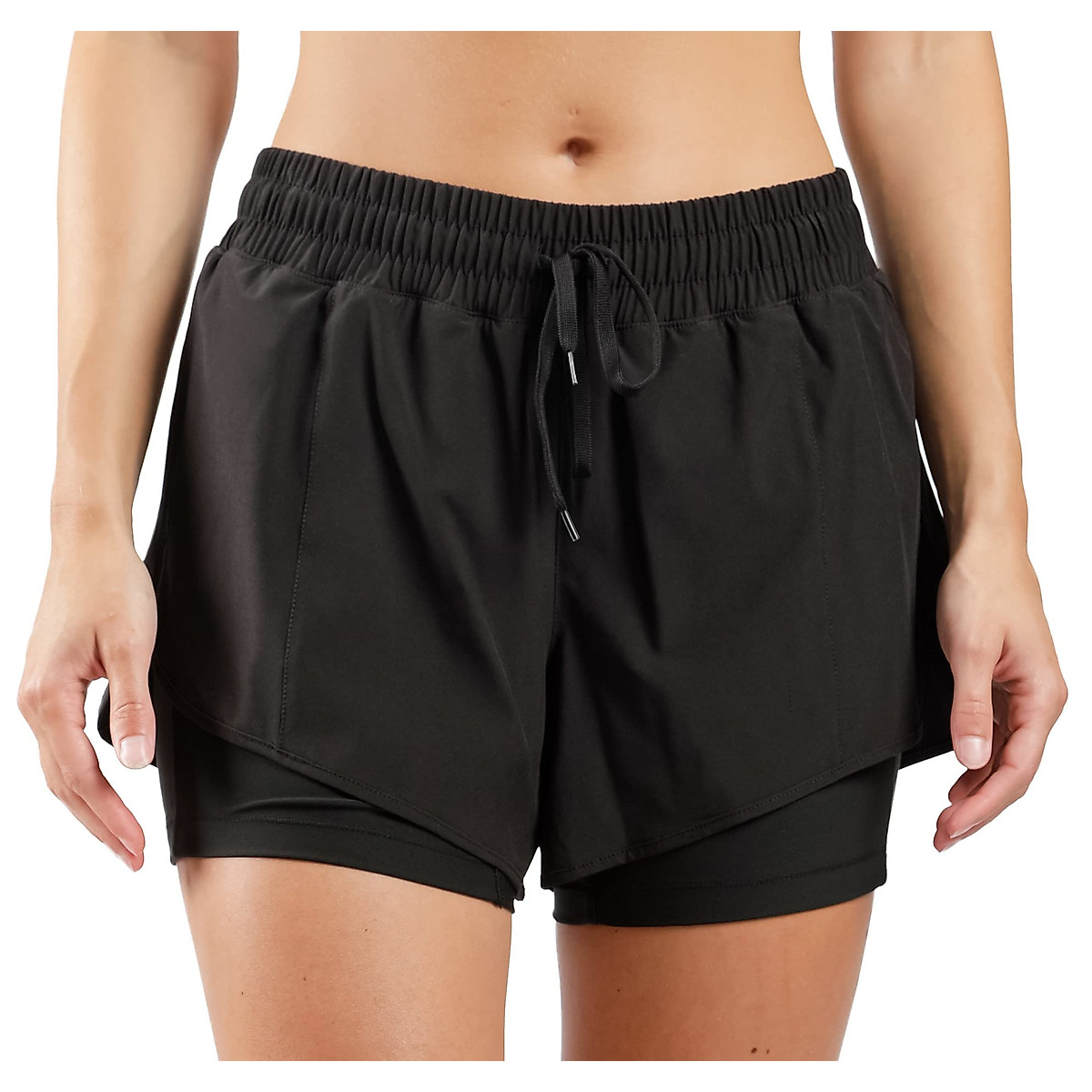 90 Degree By Reflex 2 in 1 Running Shorts - Black w/Short - Medium