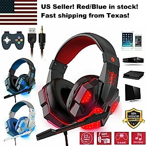 Plextone PC780 Gaming Headset with Microphone Stereo Bass Earphone for PC, Xbox One, PS4, Mac, Mobile and VR (Black and Red)