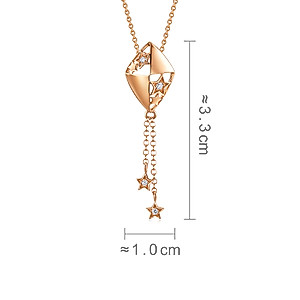 CHOW SANG SANG 18K Rose Gold (GH color, SI Clarity, Round Brilliant) Diamond Starry Kite Necklace for Women 93131N | 18.5", (47 CM)