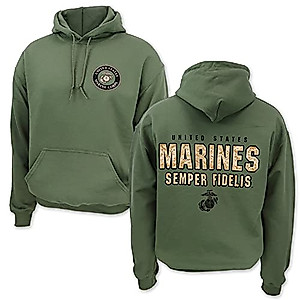 Armed Forces Gear United States Marine Corps Semper Fidelis Camo Hooded Sweatshirt, X-Large, Olive