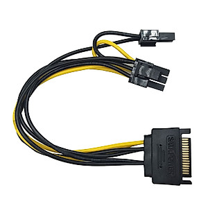 Traovien PCI Express Power Cable,15 Pin SATA Male to 8 Pin (6+2 Pin) PCI Express Female Video Card Power Adapter Cable(15CM/6inch 2Pcs)