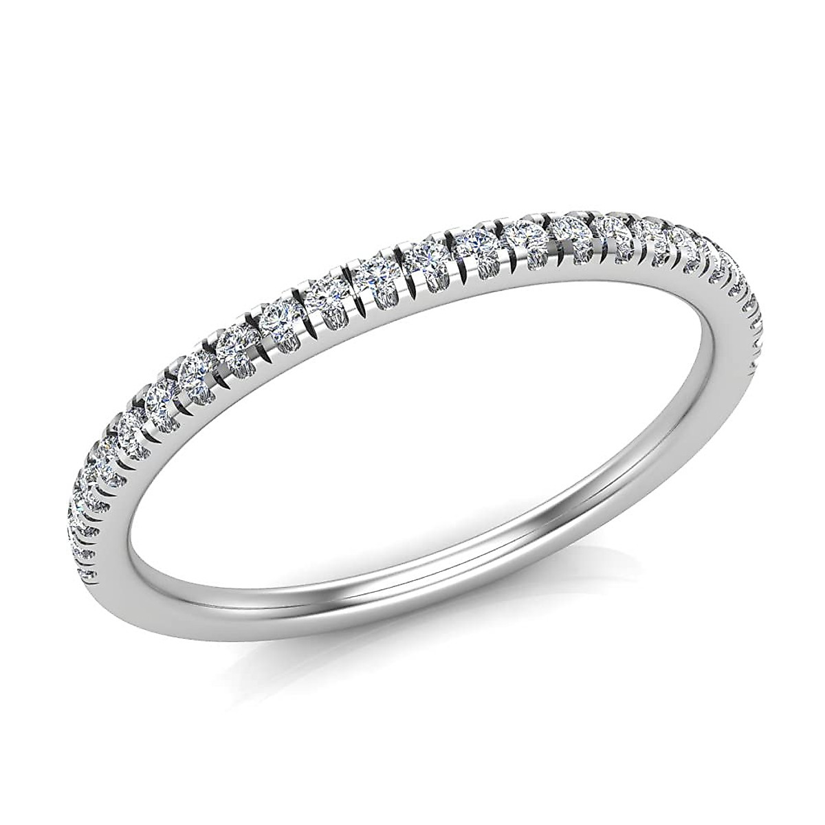 Glitz Design 10K White Gold Wedding bands Stacking diamond rings Box & Certificate of Authenticity 0.10 carat (L-M) Ring Size 7