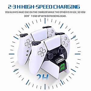 G-STORY PS5 Charging Station, Upgraded PS5 Controller Charging Station with LED Indicator Controller Skin & 1.5M Charging Cable, Safety Chip Protection, Adjustable Support Plate Dual, Fast Charging