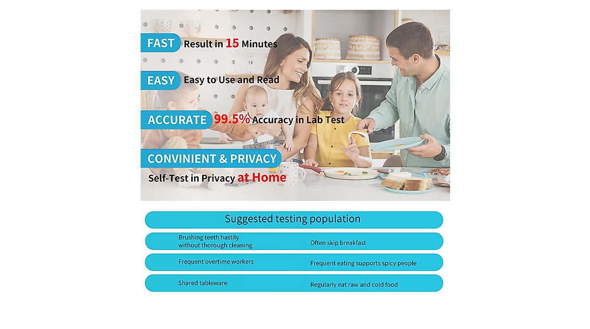 H Pylori Test Kit, Helicobacter Pylori Test Kits at Home, 4 Tests H ...