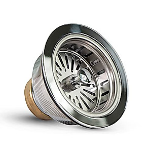 Highcraft 9735 Heavy Duty Kitchen Sink (3-1/2 Inch) Stainless Steel Drain Assembly With Strainer Basket KOHLER Style Stopper, 1.79