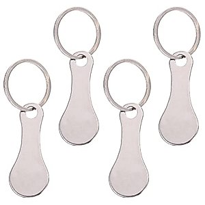 TOYANDONA 4Pcs Shopping Trolley Tokens Key Rings Stainless Steel Key Rings Portable Trolley Removers