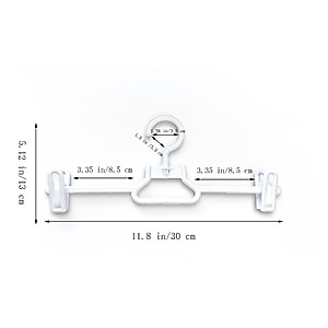 HAOYIJIA Pant Hangers, 10 Pack Slim Plastic Baby Hangers, Clothes Hangers with Pinch Clips, Space Saving Skirt Hanger for Jeans Skirt Legging Kid's Clothes White Pant Hangers with 360° Swivel Hook