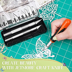 JETMORE 16 Pcs Craft Knife, 3 Pcs Exacto Knife with 13 Pcs SK5 Steel Sharp Blades, Professional Hobby Knife Perfect for Modeling, Carving, Precision knife for Arts & Crafts, Art Knife Exacting Knife
