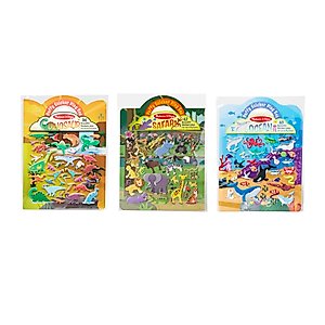 Melissa & Doug Reusable Puffy Sticker Wild Adventures Play Set 3-Pack (118 Stickers: Safari, Dinosaur, Ocean) - FSC Certified