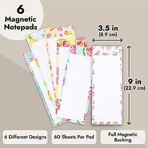Juvale Magnetic Fridge Notepads for Grocery, Shopping Lists, To-Do Memos, Fruit Design (6 Pack)