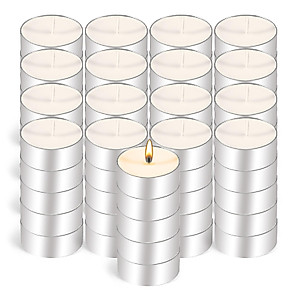 Tea Lights Candles Unscented 100 Pack Smokeless Dripless with 4 Hour, Small Votive Candle for Home, Pool, Shabbat, Weddings & Emergencies