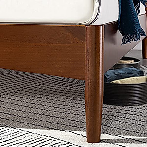 ZINUS Linda Mid Century Wood Platform Bed Frame / Solid Wood Foundation / Wood Slat Support / No Box Spring Needed / Easy Assembly, King,Brown