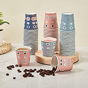 Lamosi 300 Pack - Small Paper Cups 3 oz, Disposable 3oz Bathroom Cups, Mouthwash Cups, Snacks Beverages Sampling Cups for Home Party Travel, 3 Ounce - Geometric