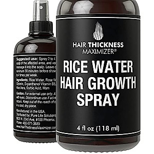 Rice Water For Hair Growth Spray. Vegan Hair Thickening Moisturizing, Hydrating Volumizer Sprays For Men, Women - Vitamin B, C, Aloe Vera. Leave In Fermented Mist For Dry, Frizzy, Weak Hair. Unscented