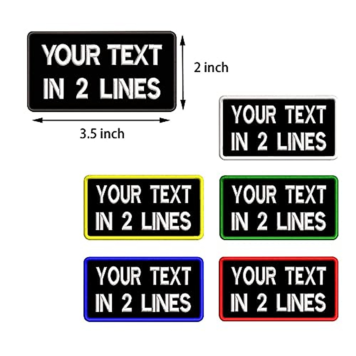 Custom Embroidery Name Patches 3.5W x 2H, 2PCS Personalized Military Number Tag, Velcro or Iron On Tactical Badges For Clothing Backpacks Vest (Black)