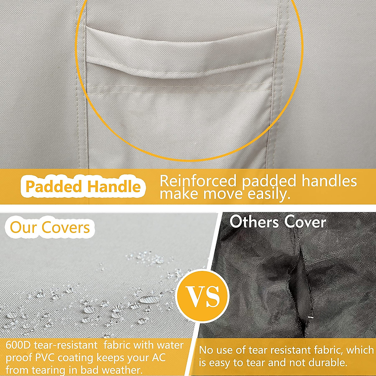 Central Air Conditioner Covers for Outside Units, Waterproof Windproof Heavy Duty Large AC Covers Square for Winter Outdoor Protection (36x36x39inches)