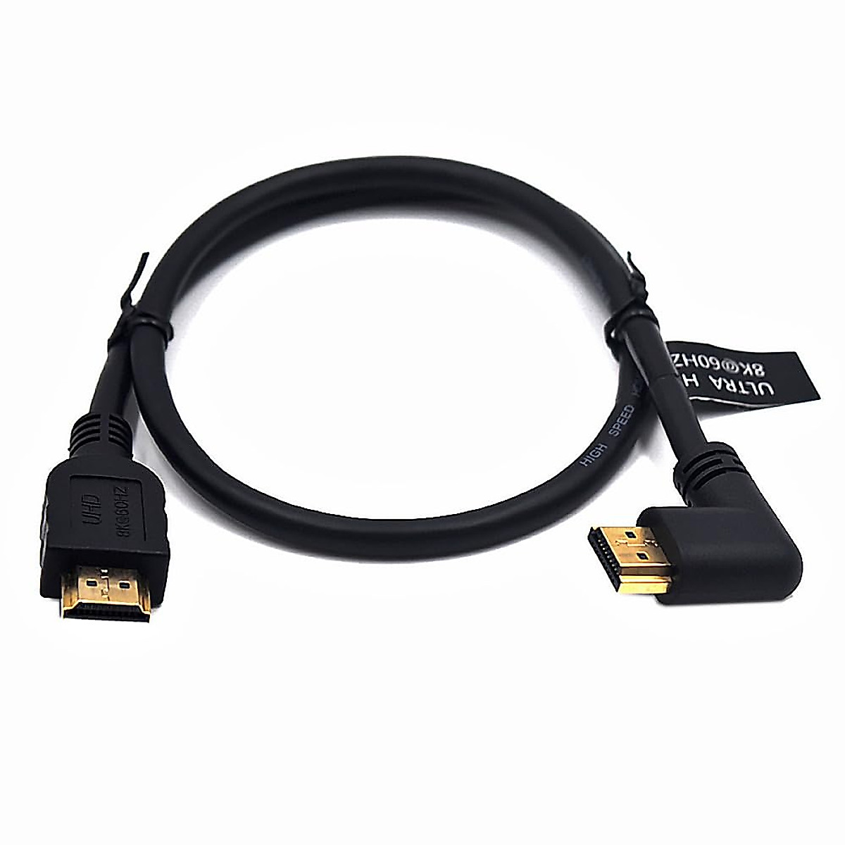 Kework 2 Feet Ultra HD HDMI 8K Cable, 90 Degree Left Angle HDMI 2.1 Version Male to Male High Speed Shield Cable for Xbox TV PS4 PS5 Switch, Support 8K@60HZ 4K@120HZ (Left-Straight)