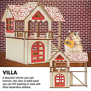 NUOBESTY Hamster Playground Wooden Small Animal Activity Toys Set Rat Playground Platform Climbing Ladder Chew Toy for Hamster Gerbil Mouse Chinchilla