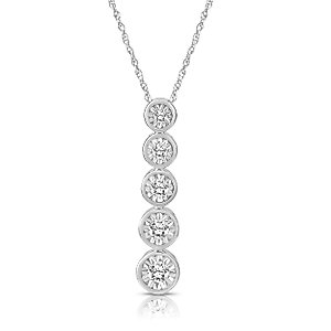 ARAIYA FINE JEWELRY 925 Sterling Silver Round-shape Diamond Journey Pendant Necklace (1/3 cttw, I-J Color, I2-I3 Clarity), 18"